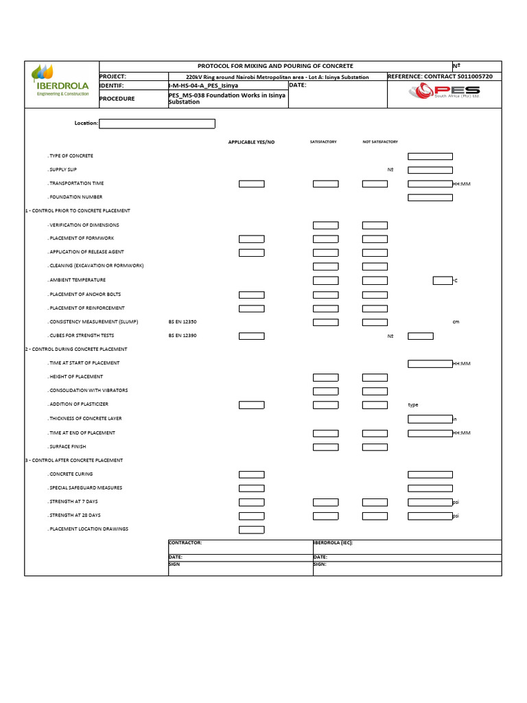 ITP and Forms For Foundations Isinya Substation - PES | PDF | Concrete | Secondary Sector Of The ...