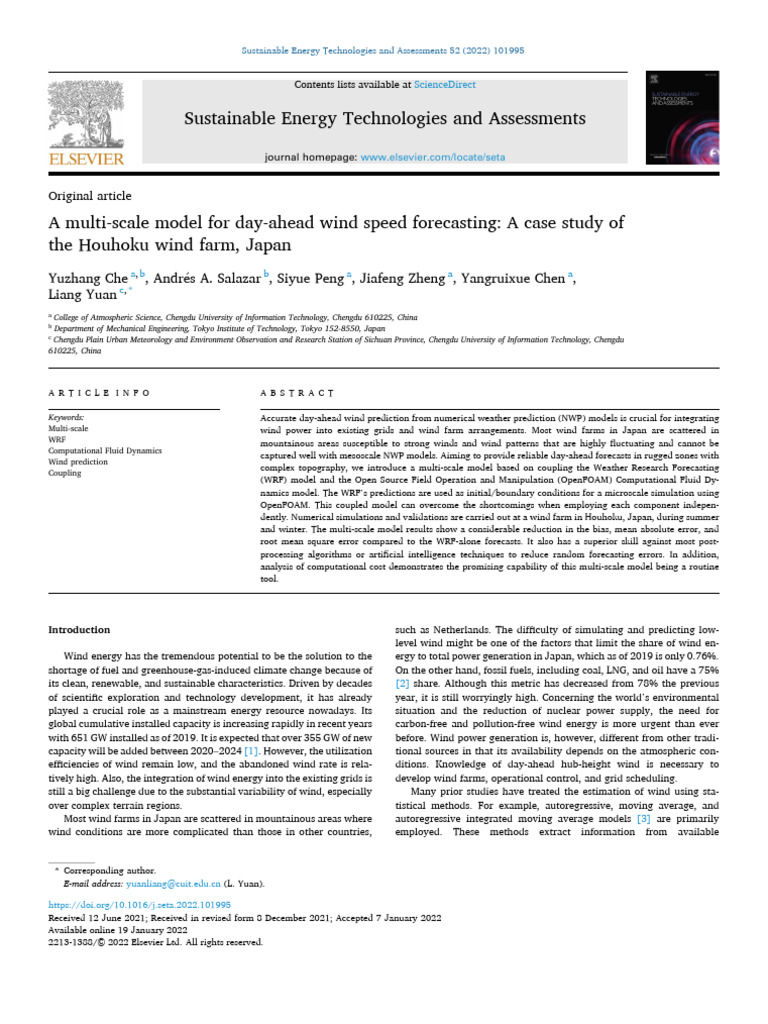 A Multi-Scale Model For Day-Ahead Wind Speed Forecasting A Case Study of The Houhoku Wind Farm ...