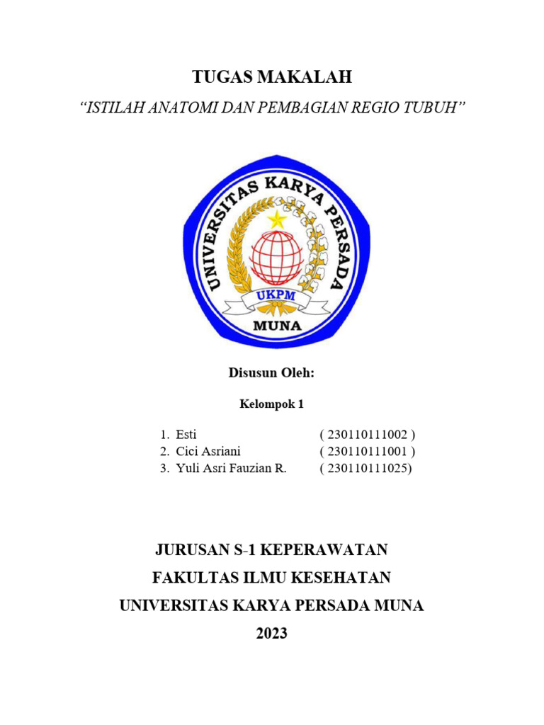 Tugas Makalah Ilmu Biomedik (Istilah & Pembagian Regio Tubuh Manusia ...