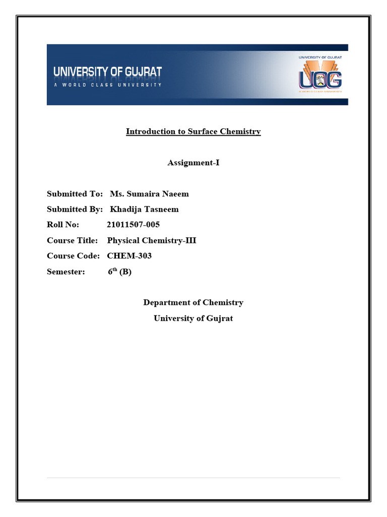 Final 303 Assignment | PDF | Adsorption | Catalysis