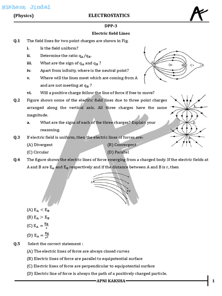 DPP - 03 - Electrostatics - Electric Field Lines NJ - 247 | PDF | Force | Electrostatics