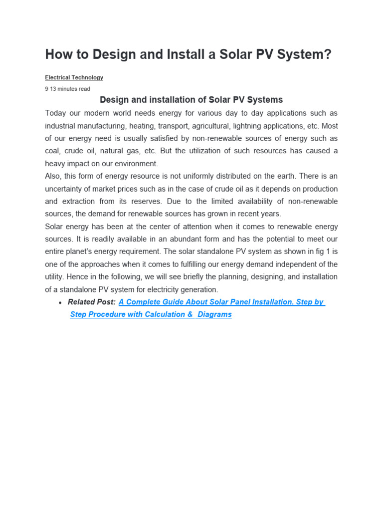 Solar PV System Setup Guide | PDF | Photovoltaic System | Photovoltaics