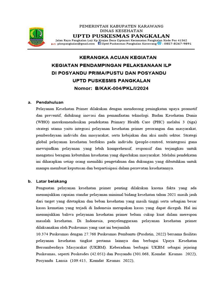 KAK Pendampingan ILP Ok | PDF