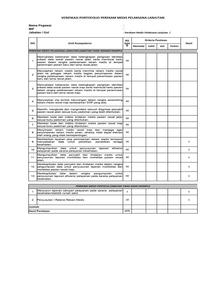 Form. Verifikasi Portofolio | PDF