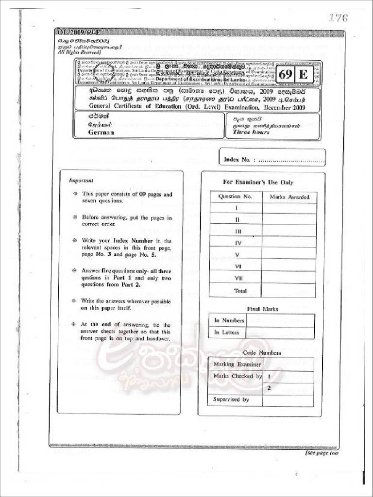 2009-OL-German-Past-Paper | PDF
