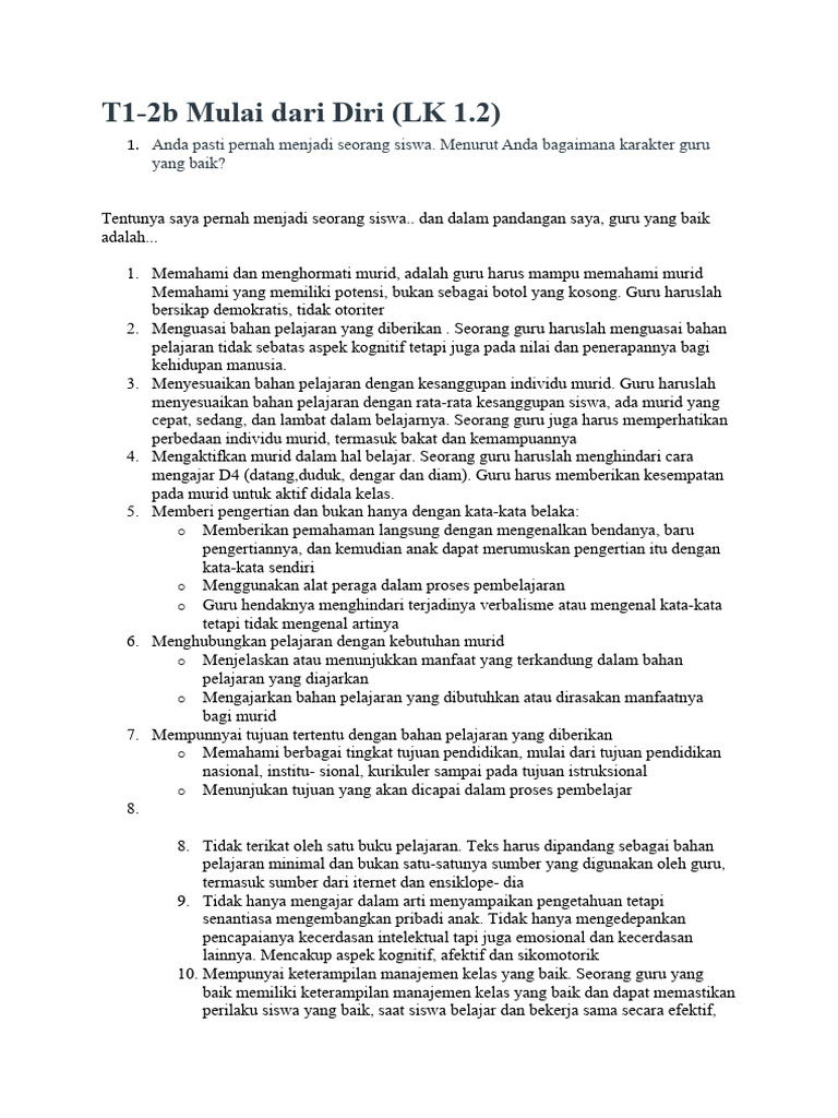 T1-2b Mulai Dari Diri (LK 1.2) | PDF T1-2b Mulai Dari Diri (LK 1.2) | PDF