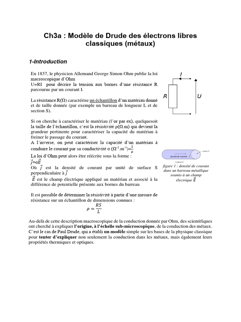 Modèle de Drude des électrons libres | PDF | Électron | Résistance ...