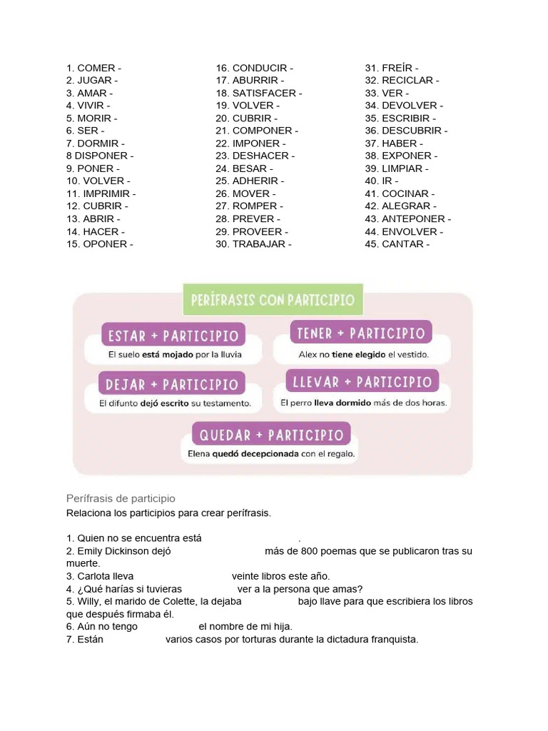 Participios Regulares e Irregulares | PDF | Verbo