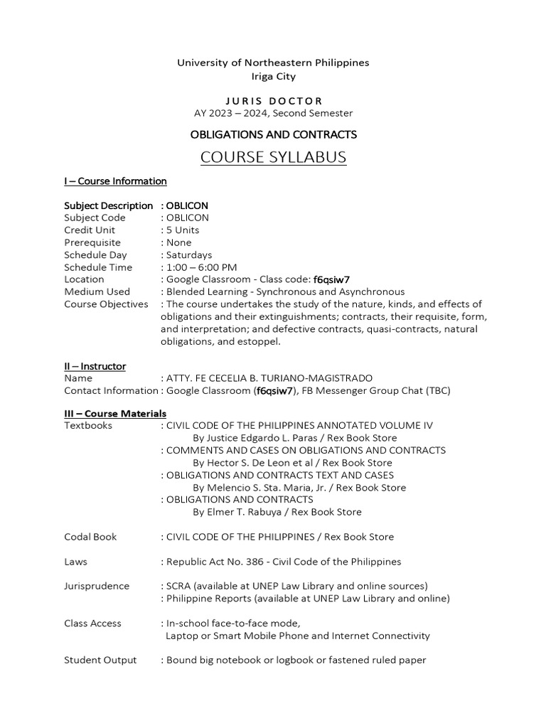 Syllabus OBLICON 2023 2024 | PDF | Memory