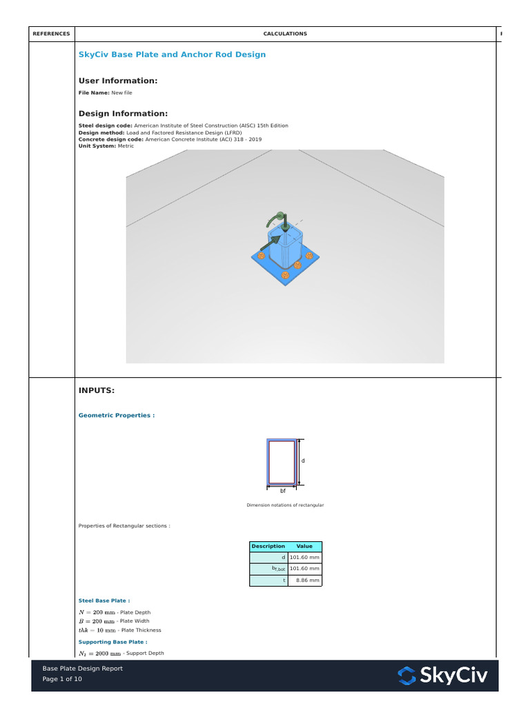 Base Plate and Anchor Design Analysis | PDF | Strength Of Materials ...