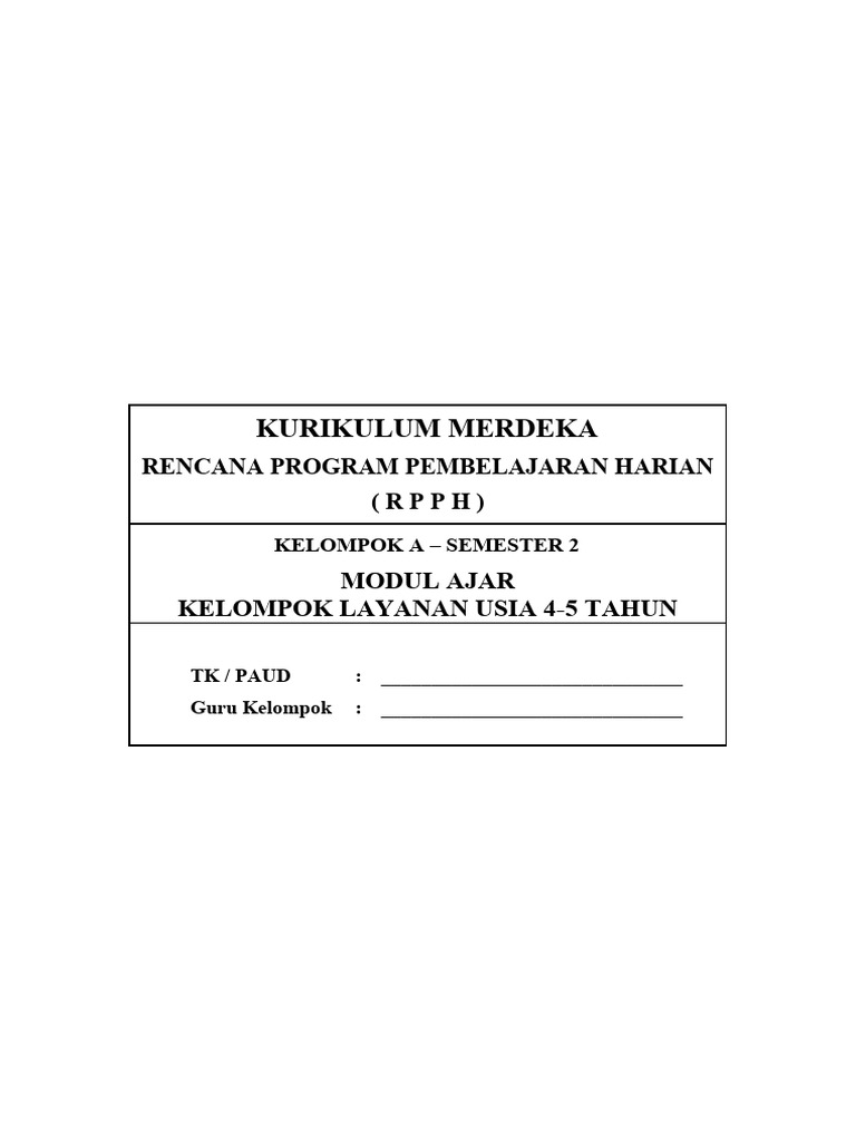 Modul Ajar RPPH TK A SMT 2 | PDF