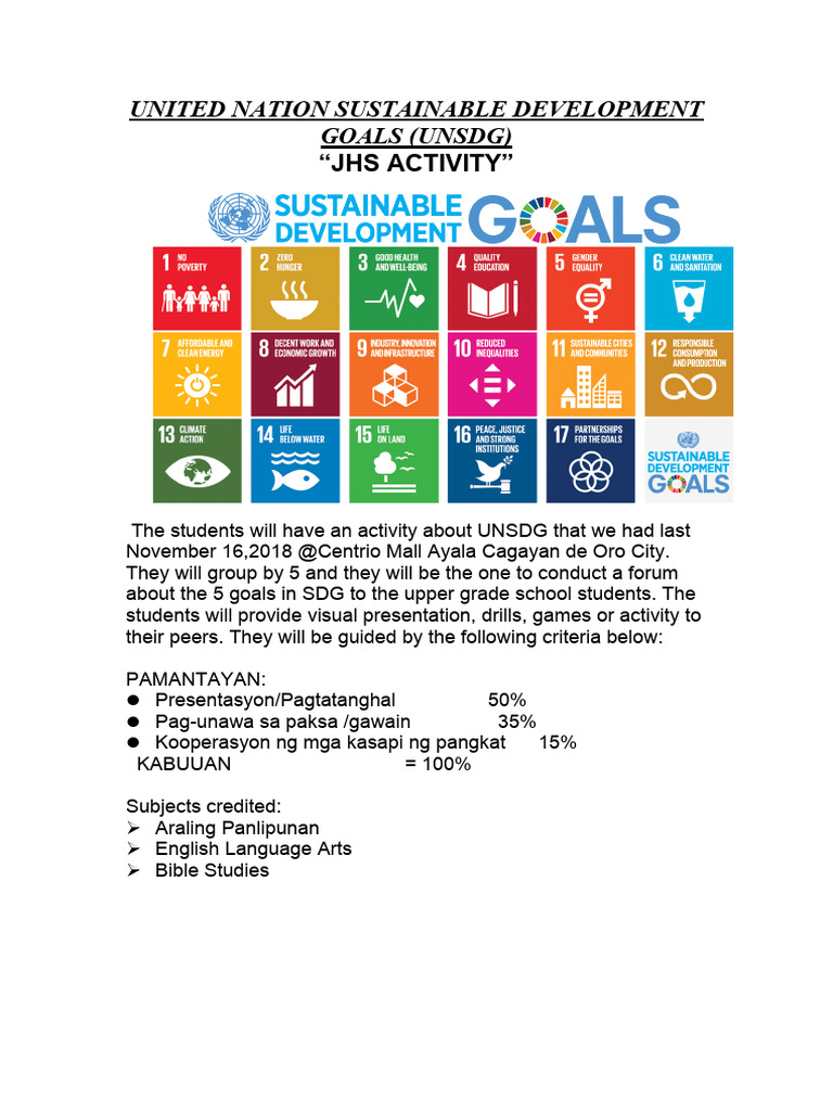 United Nation Sustainable Development Goals | PDF | Career & Growth ...