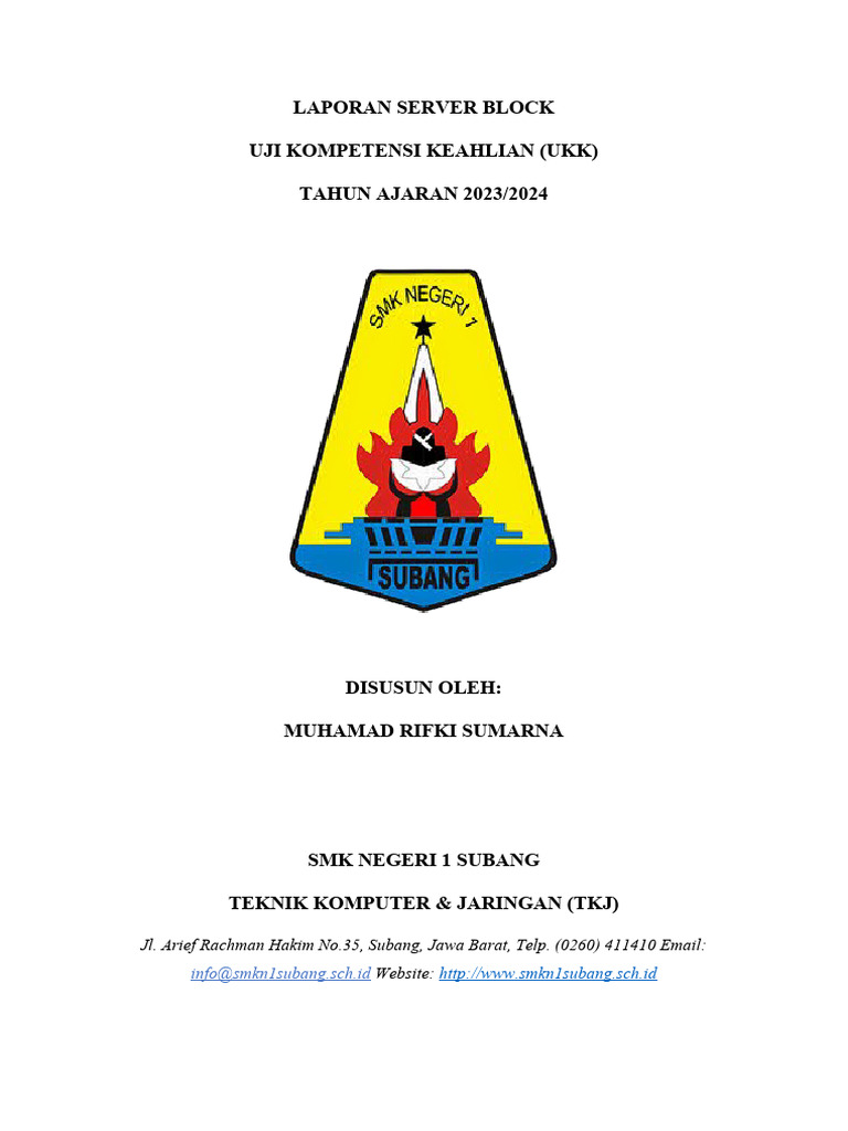 Laporan Ukk Muhamad Rifki Sumarna Xii TKJ 1 - Server Block | PDF