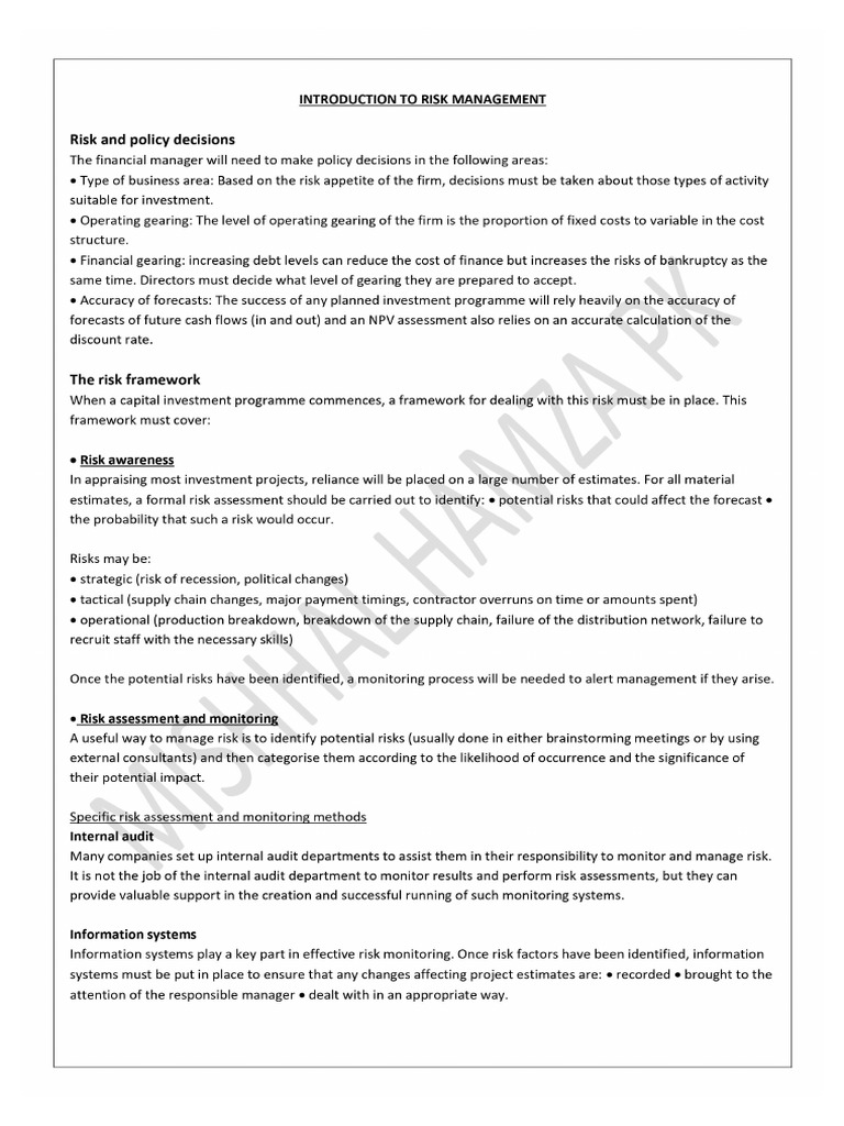 Risk Management | PDF