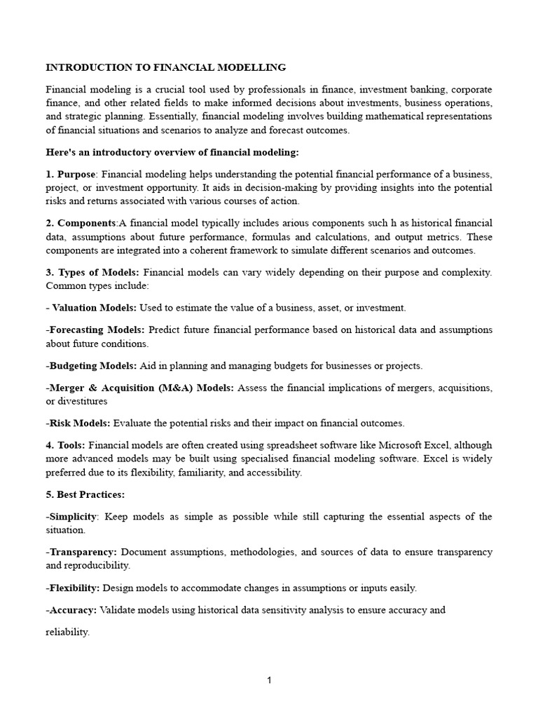 Financial Modeling | PDF | Free Cash Flow | Net Present Value