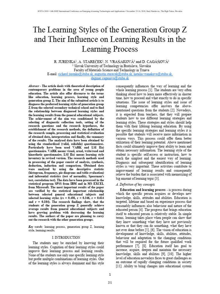 The Learning Styles of The Generation Group Z and Their Influence On Learning Results in The ...