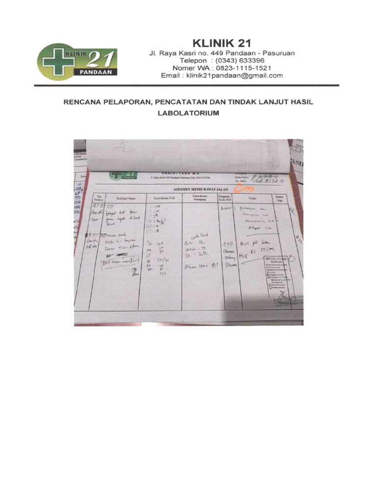 3..13.5 Bukti Pelaporan, Pencatatan Dan Tindak Lanjut Hasil Labolatorium | PDF