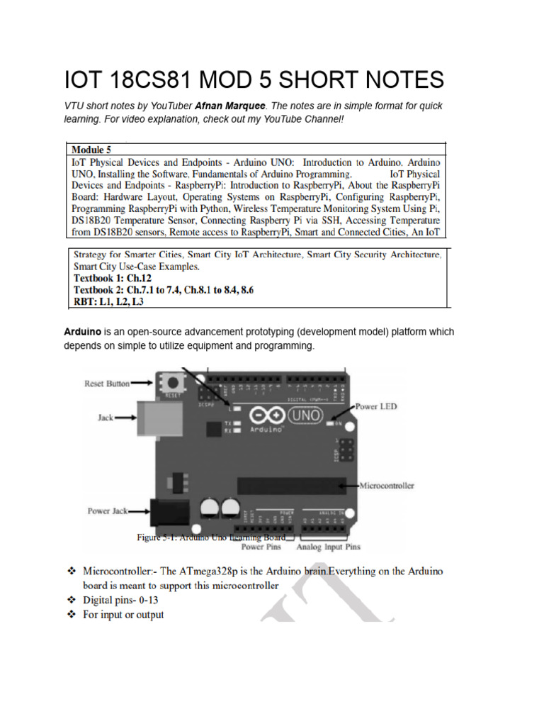 Iot 18cs81 Mod 5 Quick Notes Pdf