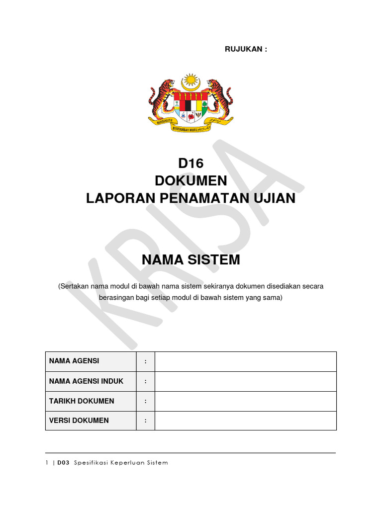 d16 Dokumen Laporan Penamatan Ujian | PDF