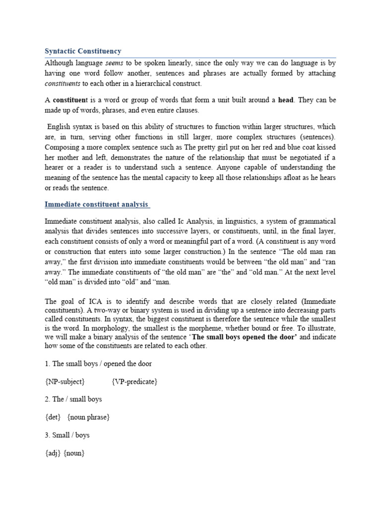 Understanding Syntactic Constituency | PDF | Phrase | Syntax