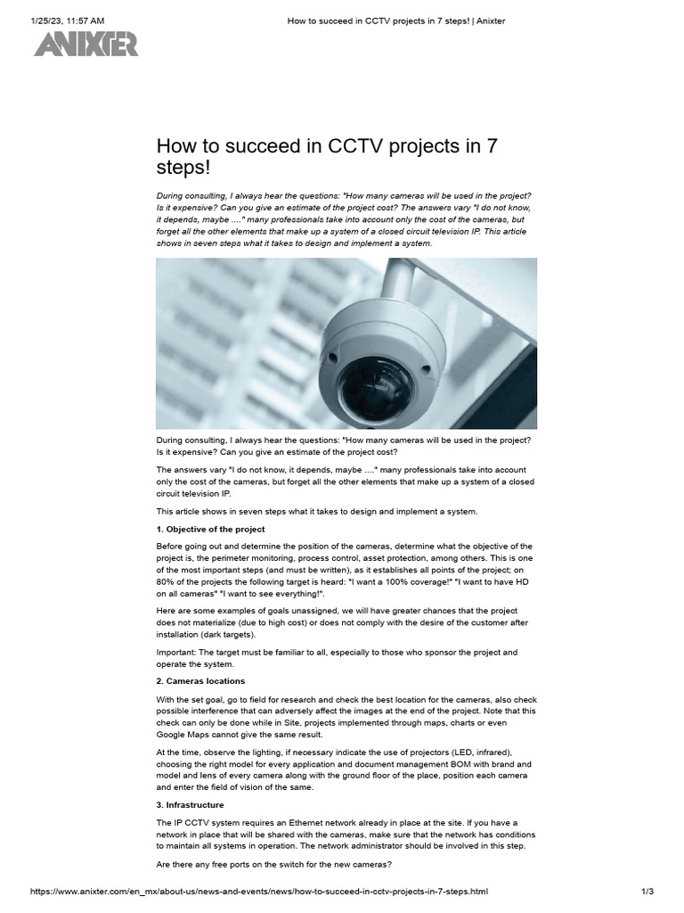 How To Succeed in CCTV Projects in 7 Steps! - Anixter | PDF | Closed ...