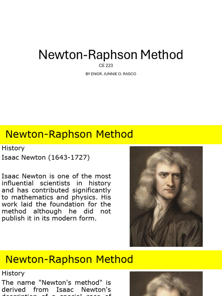 Ce 223 Lesson Newton Raphson Method Pdf Applied Mathematics