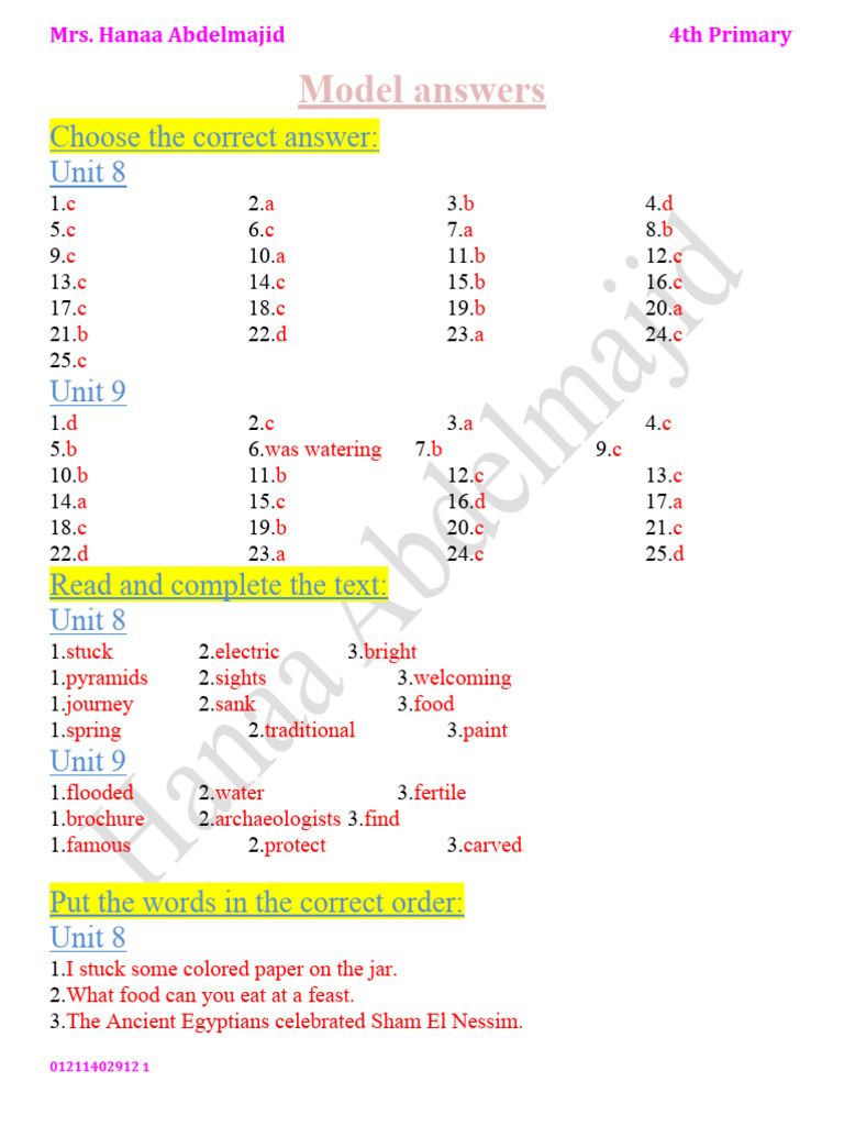 Connect Plus Grade 4 Model Answers | PDF | Ancient Egypt | Egypt