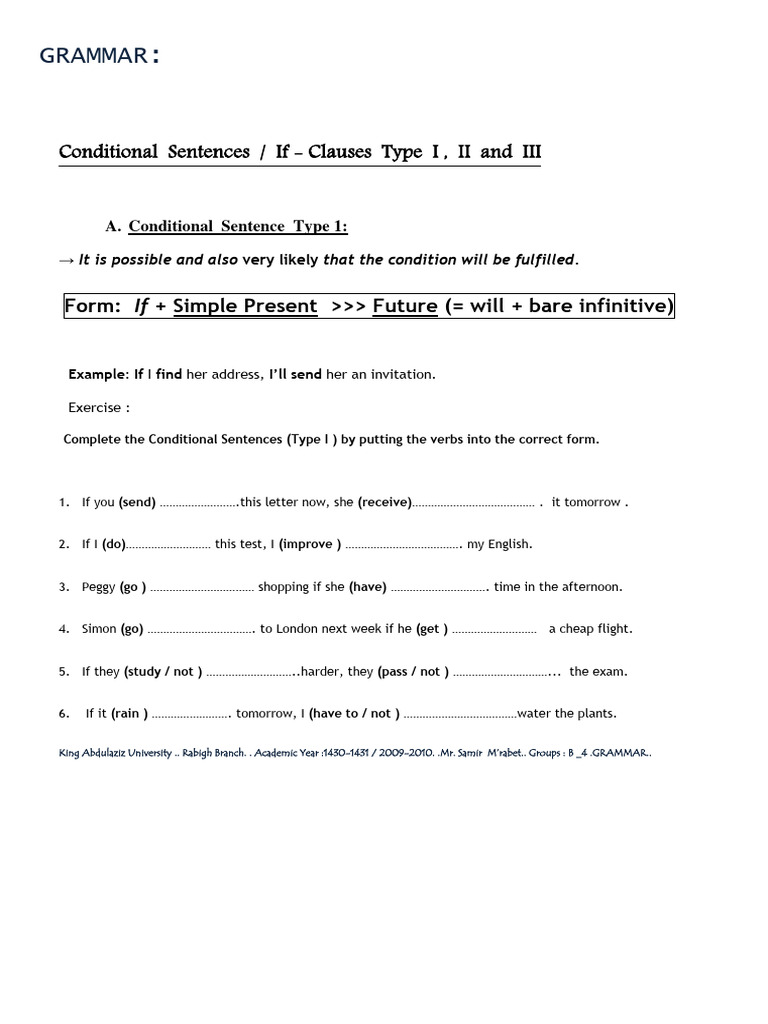 Conditional Sentences #1 | PDF | Language Families | Languages