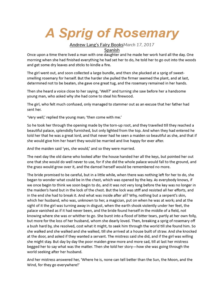 The sprig of Rosemary | PDF | Fairy Tales | Traditional Stories