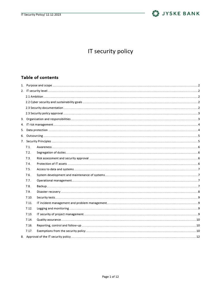 IT Security Policy | PDF | Computer Security | Security