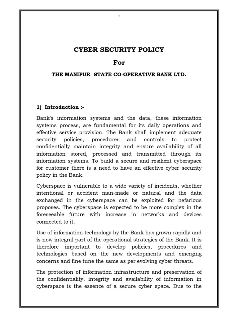 Cyber Security Policy For Mscb Ltd Pdf Information Security Security