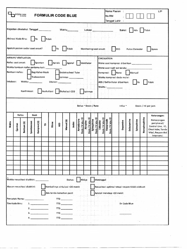 Formulir Code Blue370 | PDF