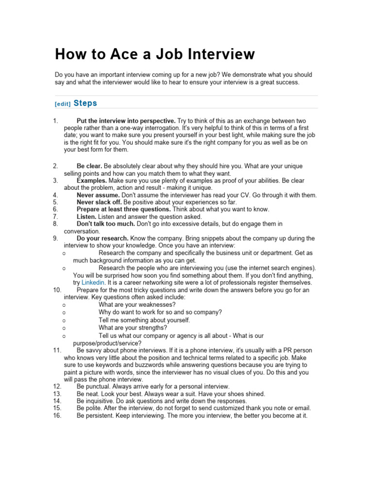 How To Ace A Job Interview | PDF | Job Interview | Interview
