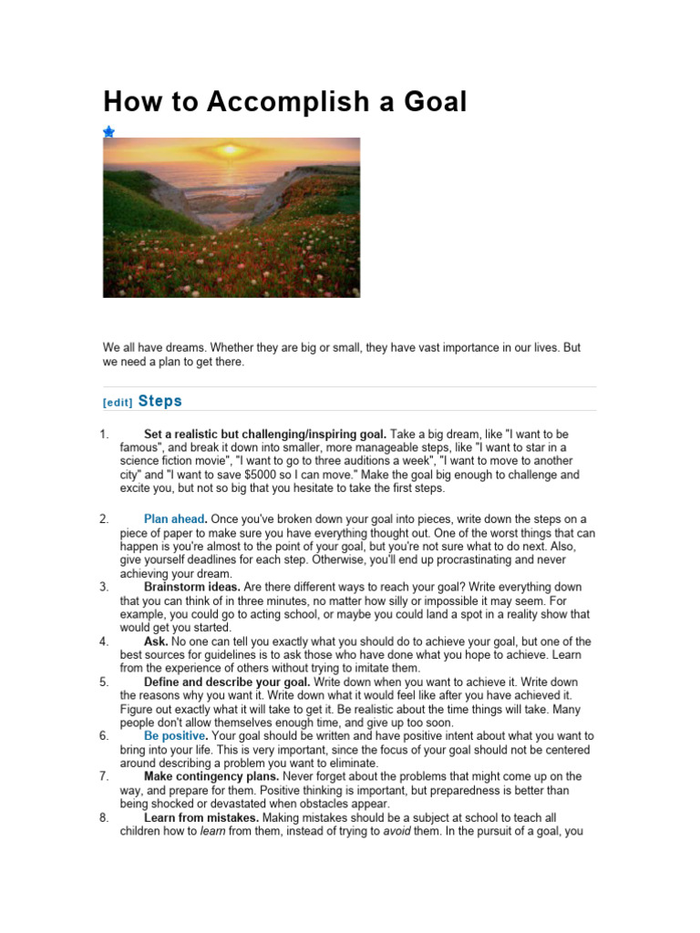 How To Accomplish A Goal | Download Free PDF | Goal | Thought