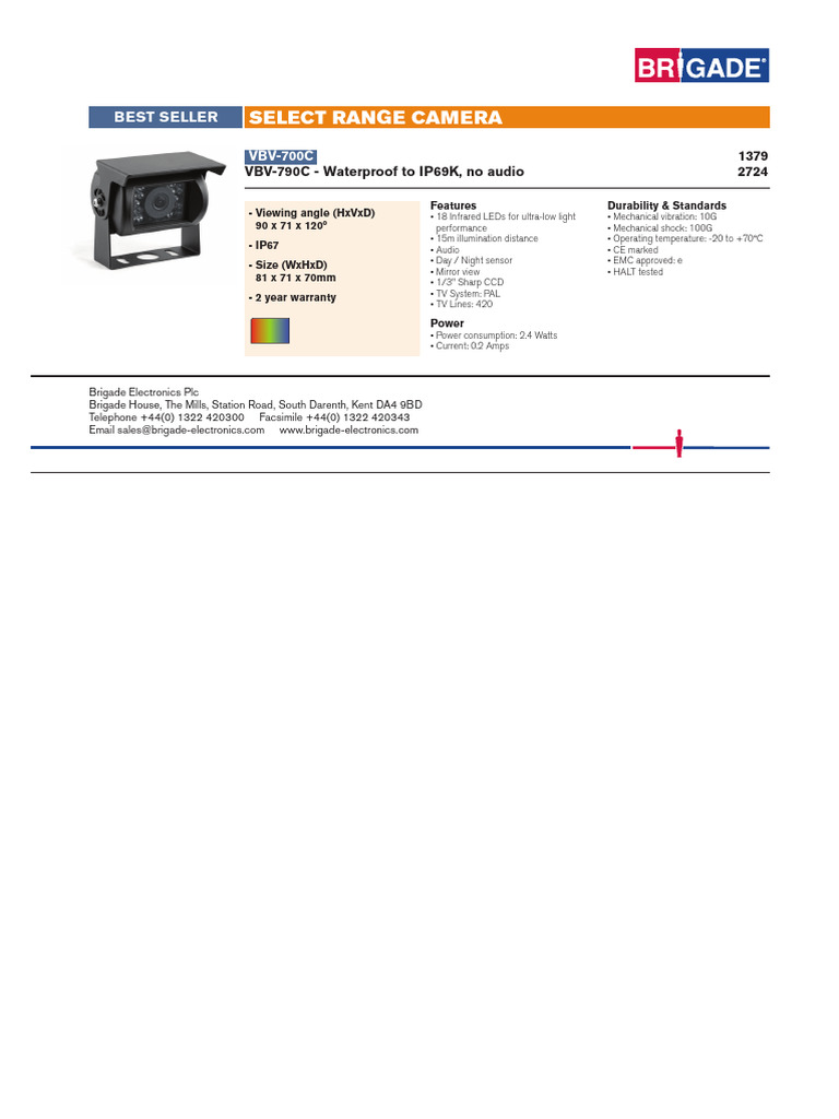 Brigade VBV-700C Camera Specs | PDF | Home & Garden | Computers