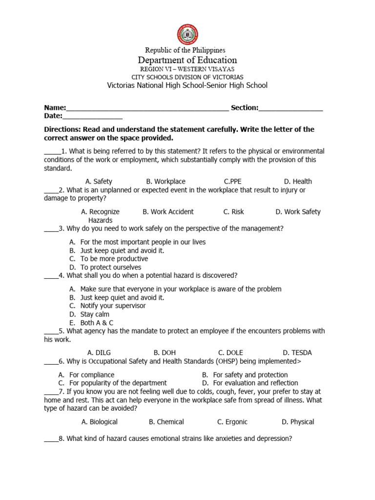 WORK-IMMERSION-EXAM-3RD-QUARTER | Download Free PDF | Occupational ...