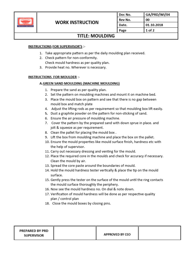 Prd-Wi-04 Moulding | PDF | Secondary Sector Of The Economy | Materials
