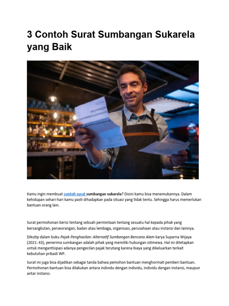 Contoh Surat Sumbangan Sukarela | PDF