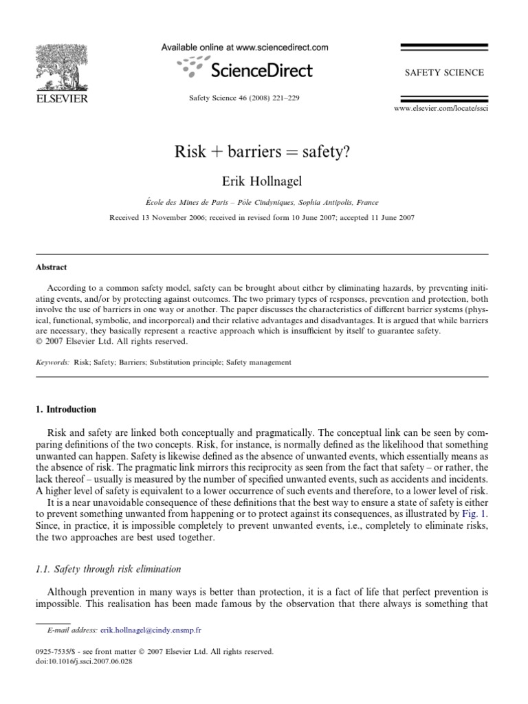 Risk Barriers Safety | PDF | Risk | Safety