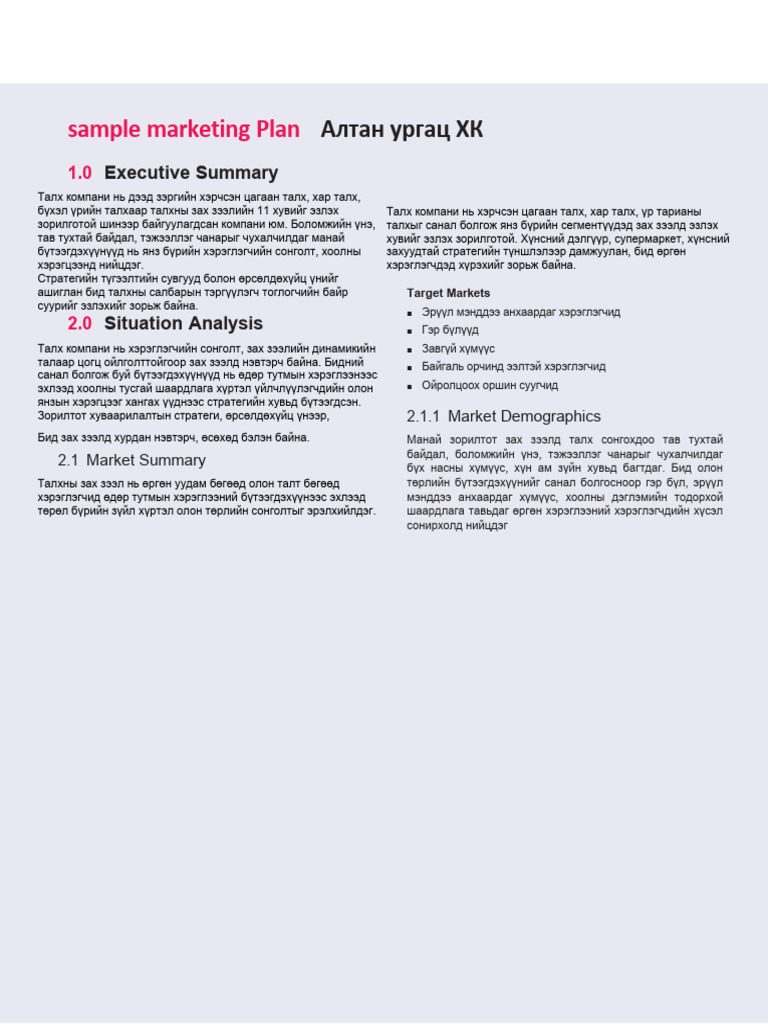 Sample Marketing Plan | PDF