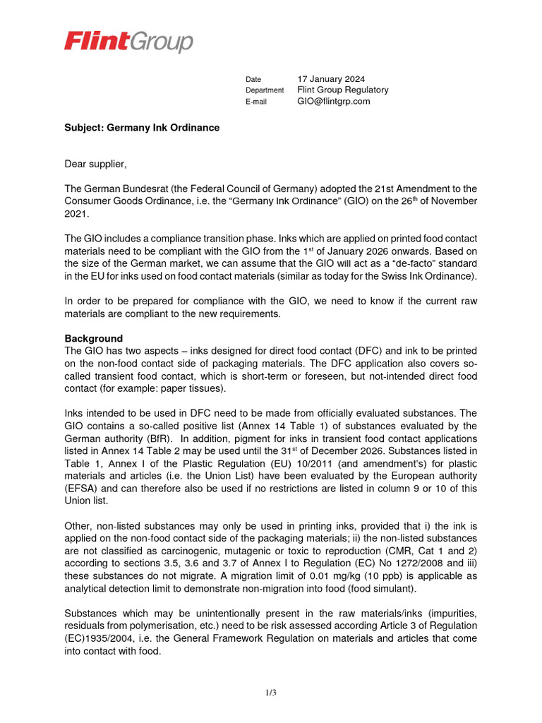 German Ink Ordinance | PDF | Plastic | Polymers