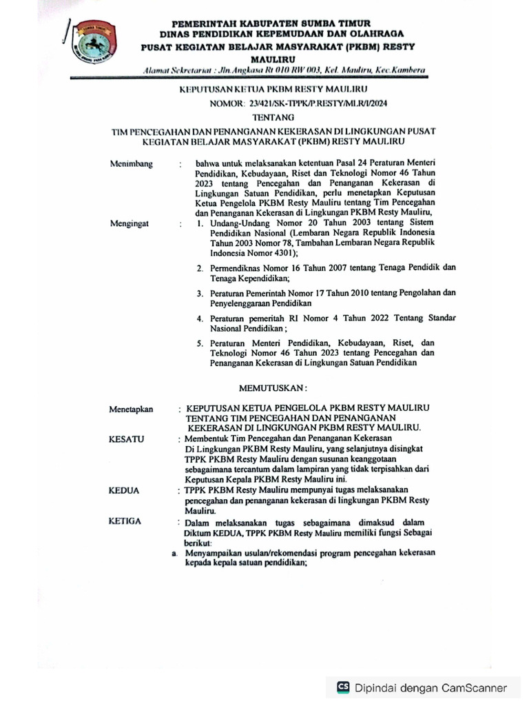 SK TPPK PKBM Resty Mauliru | PDF