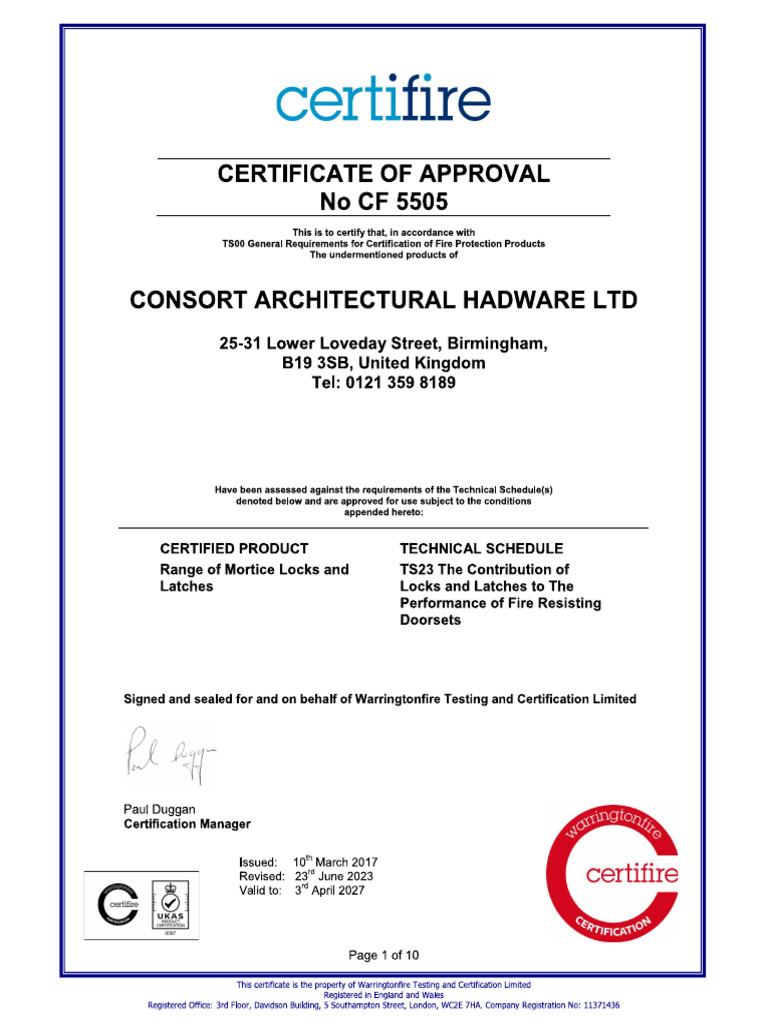 Certifire Locks | PDF