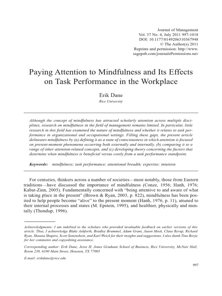 Paying Attention To Mindfulness and Its Effects On Task Performance in The Workplace | Download ...