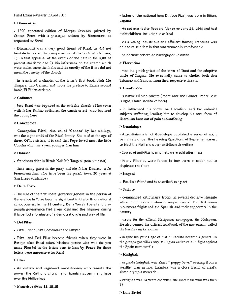 Final Exam Reviewer in Ged 103 | PDF | Philippines | Spanish East Indies