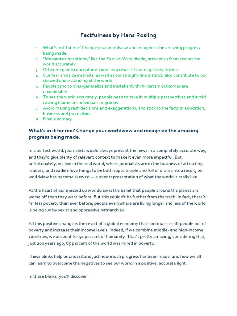 Factfulness by Hans Rosling | PDF | Poverty | Poverty & Homelessness