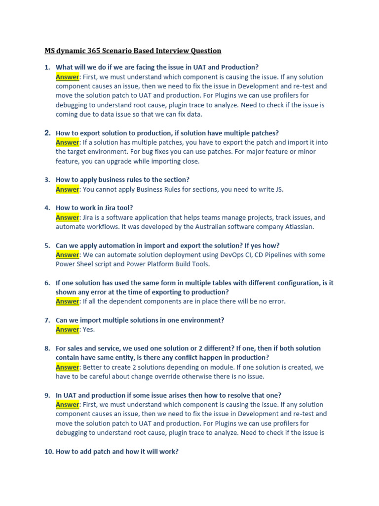 MS Dynamics 365 Interview Questions Guide | PDF | Software Development ...