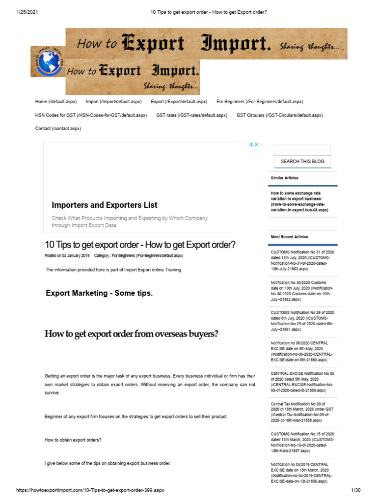 10 Tips To Get Export Order - How To Get Export Order | PDF | Value ...