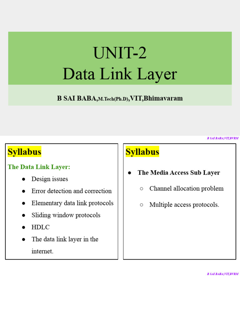 CN-UNIT-2 - Data Link Layer | PDF | Transmission Control Protocol ...