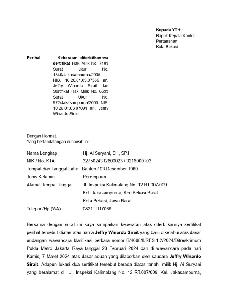 Surat Keberatan | PDF